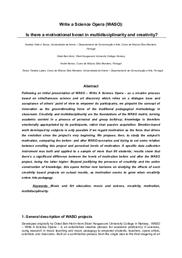 (DOC) Write a Science Opera (WASO): Is there a motivational boost in ...