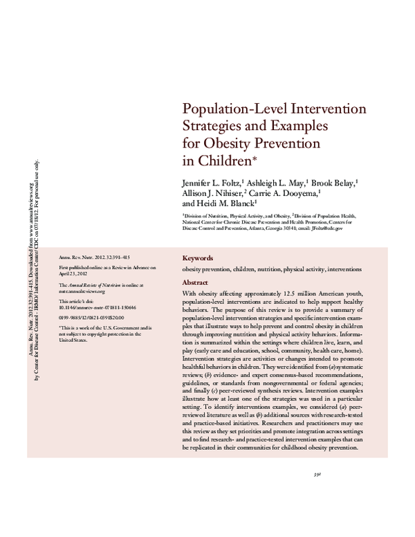 (PDF) Population-Level Intervention Strategies and Examples for Obesity ...