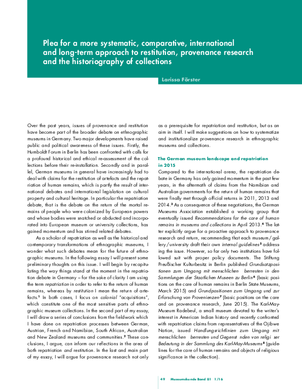 (PDF) 2016 Plea for a more systematic ... provenance research