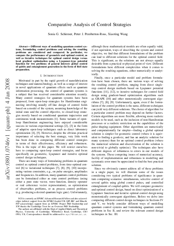(PDF) Comparative Analysis of Control Strategies