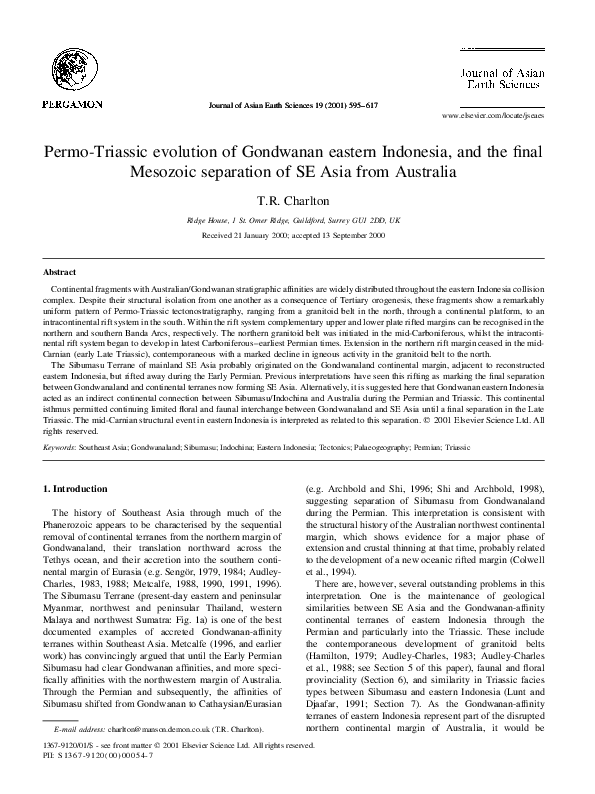 Pdf Permo Triassic Evolution Of Gondwanan Eastern Indonesia And The Final Mesozoic Separation