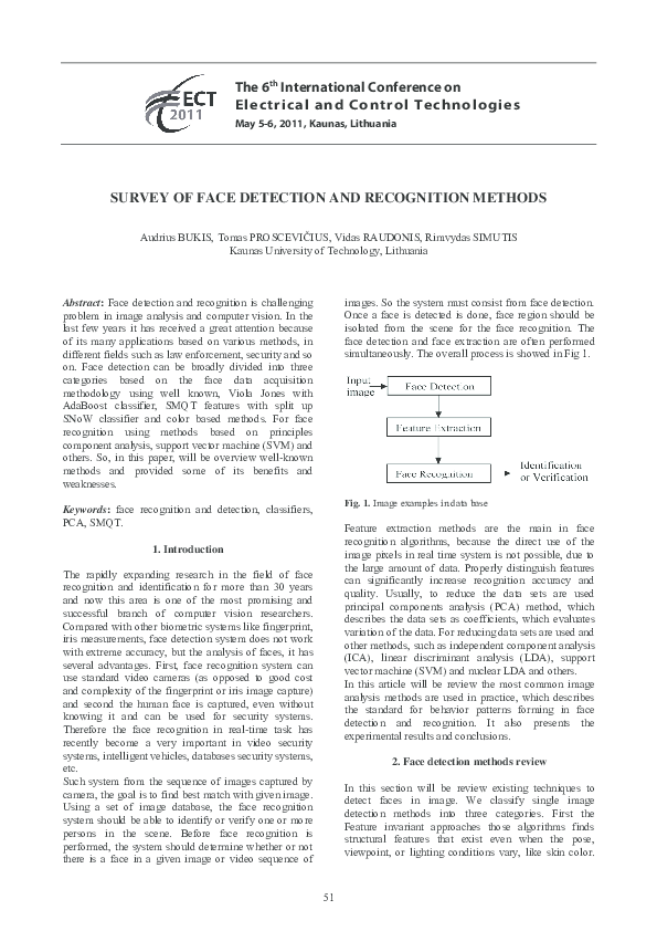 Pdf Survey Of Face Detection And Recognition Methods
