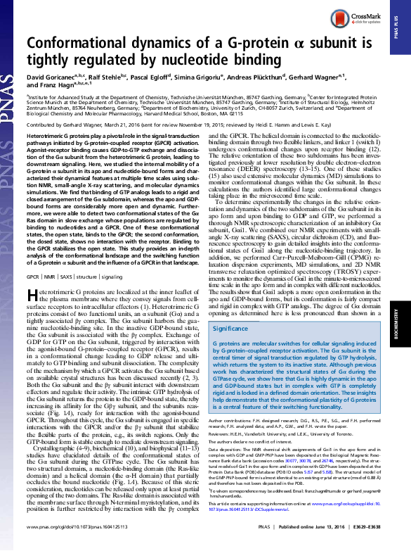 Conformational dynamics of a G-protein alpha subunit is tightly ...
