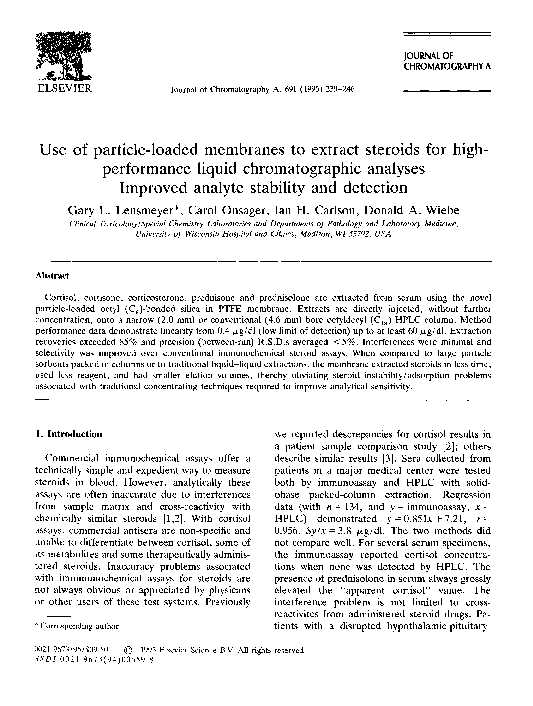 (PDF) Use of particle-loaded membranes to extract steroids for high ...