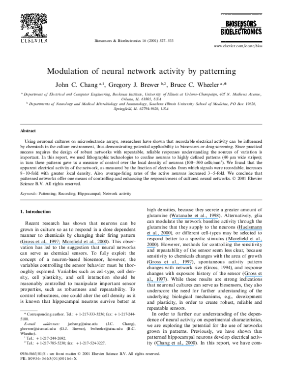 (PDF) Modulation of neural network activity by patterning