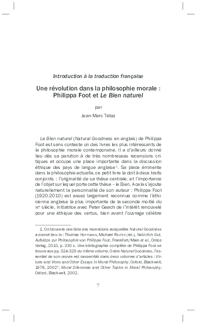 (PDF) Philippa Foot Le Bien naturel Introduction