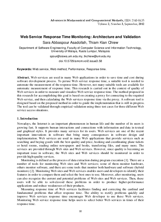 (PDF) Web Service Response Time Monitoring: Architecture and Validation