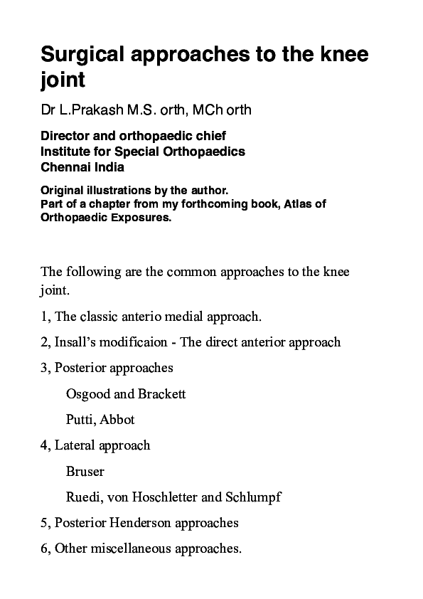 (PDF) Surgical approaches to the knee joint