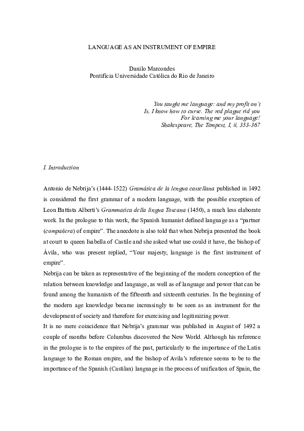 (DOC) LANGUAGE AS AN INSTRUMENT OF EMPIRE