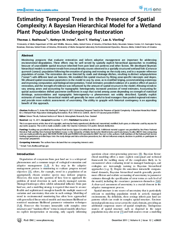 Pdf Estimating Temporal Trend In The Presence Of Spatial Complexity A Bayesian Hierarchical