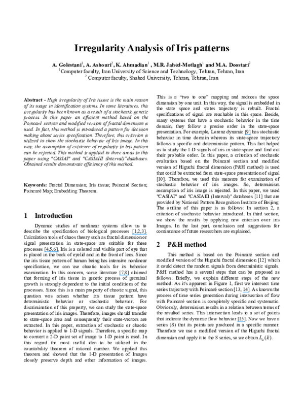 (PDF) Analyzing Iris Pattern Irregularities