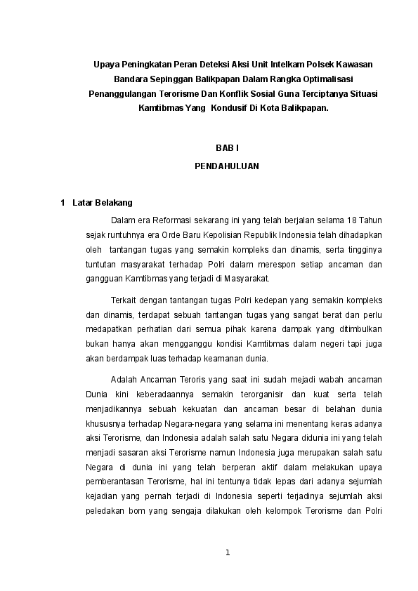 (DOC) Upaya Peningkatan Peran Deteksi Aksi Unit Intelkam Polsek Kawasan