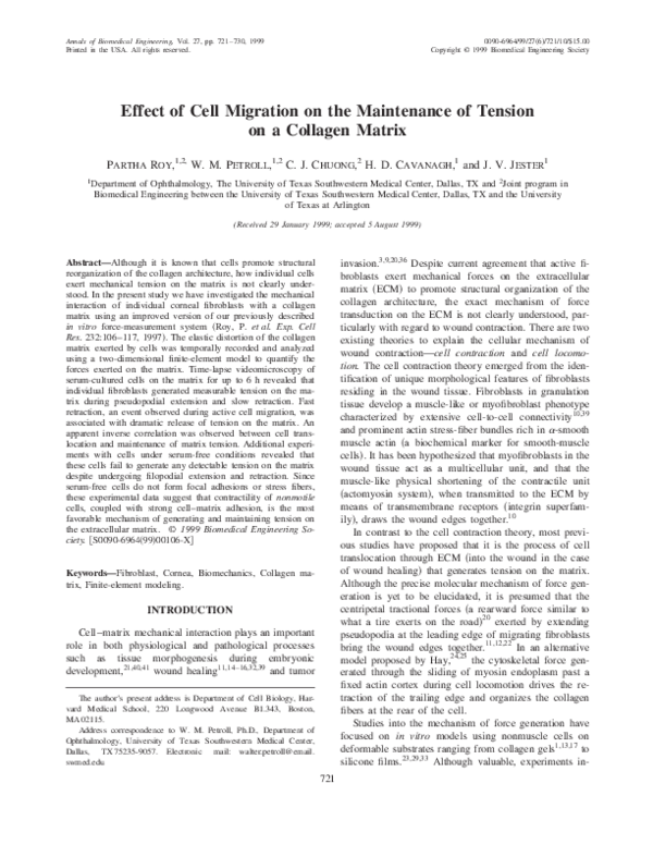 (PDF) Effect of Cell Migration on the Maintenance of Tension on a ...