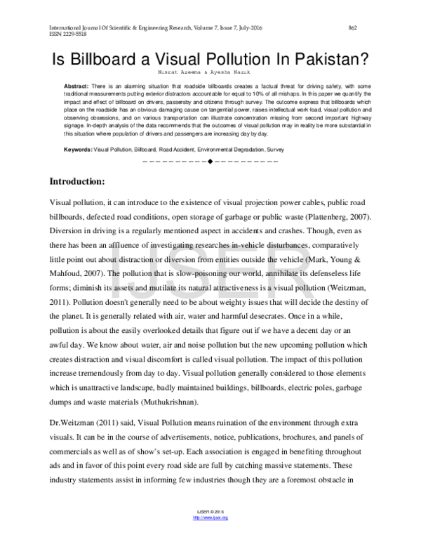 (PDF) Is Billboard a Visual Pollution In Pakistan