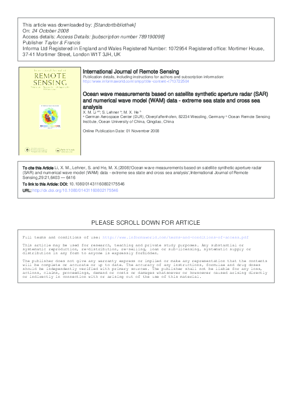 (PDF) Ocean wave measurements based on satellite synthetic aperture ...