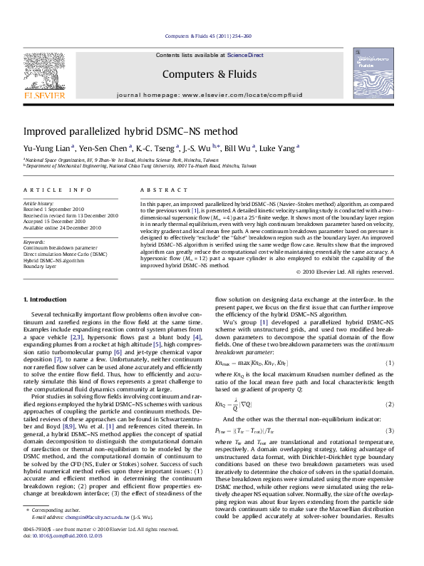 (PDF) Improved parallelized hybrid DSMC–NS method