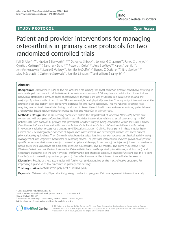 (PDF) Patient and provider interventions for managing osteoarthritis in ...