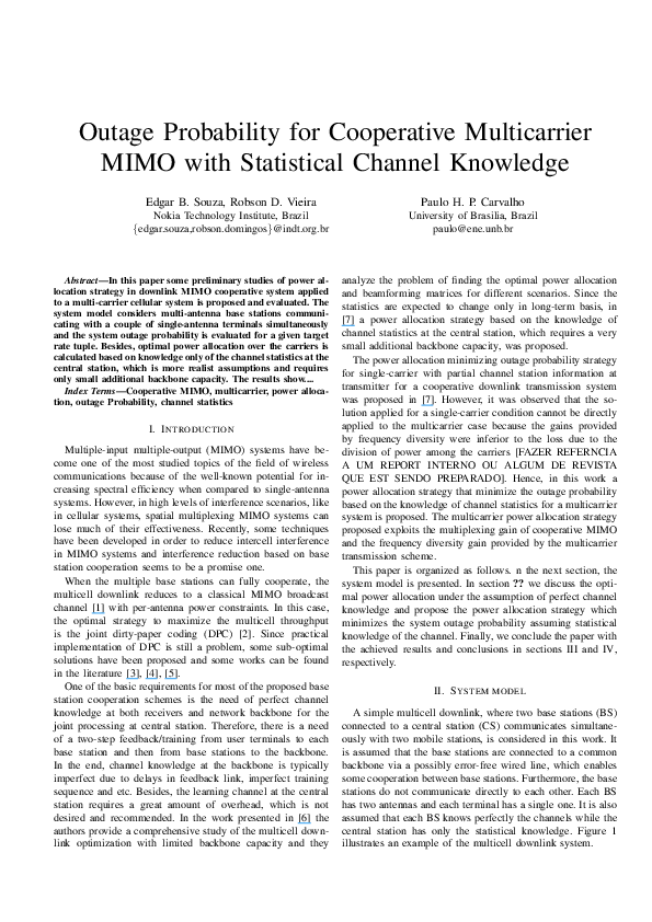 (PDF) Outage Probability in Cooperative Multicarrier MIMO Systems