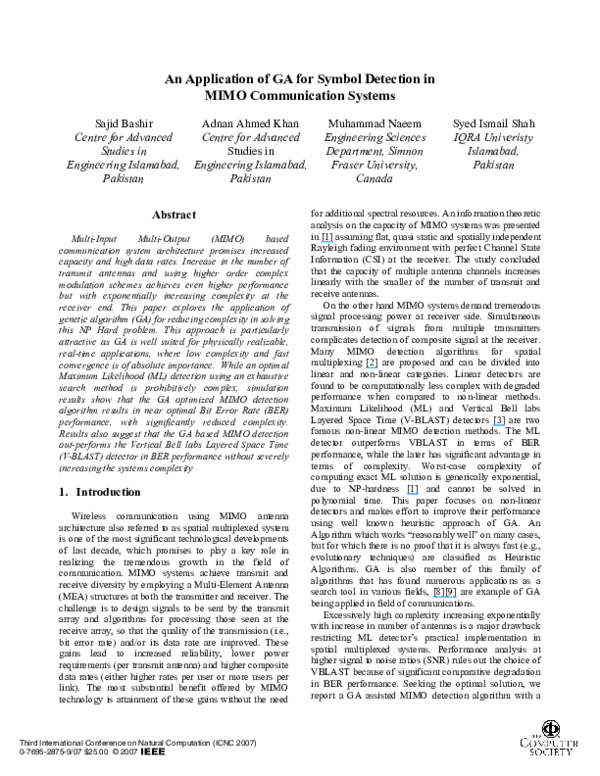 Pdf Improved Vblast Map A Novel Point To Point Symbol Detection Algorithm For Mimo Wireless