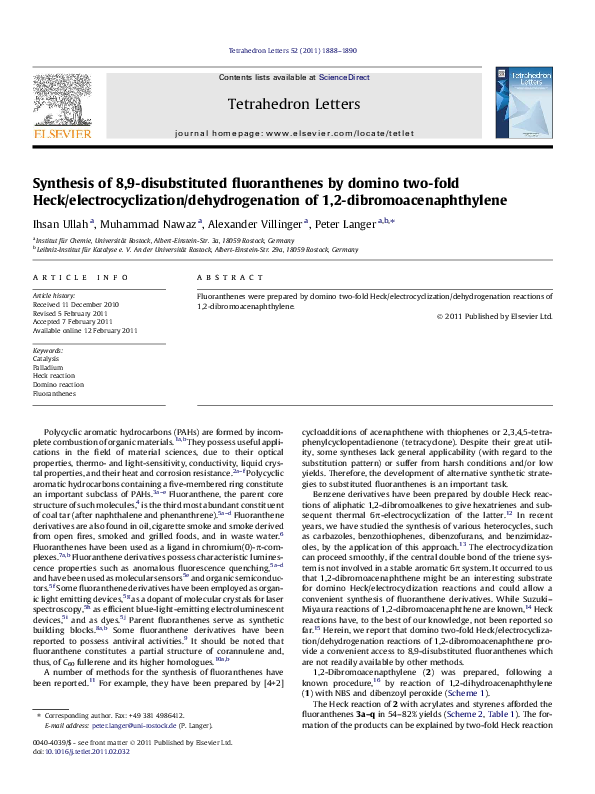 (PDF) Synthesis of 8,9-disubstituted fluoranthenes by domino two-fold ...