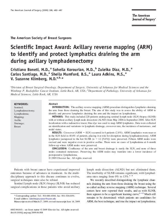 (PDF) Scientific Impact Award: Axillary reverse mapping (ARM) to ...