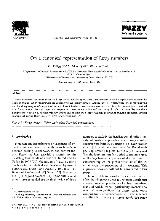 (PDF) On a canonical representation of fuzzy numbers
