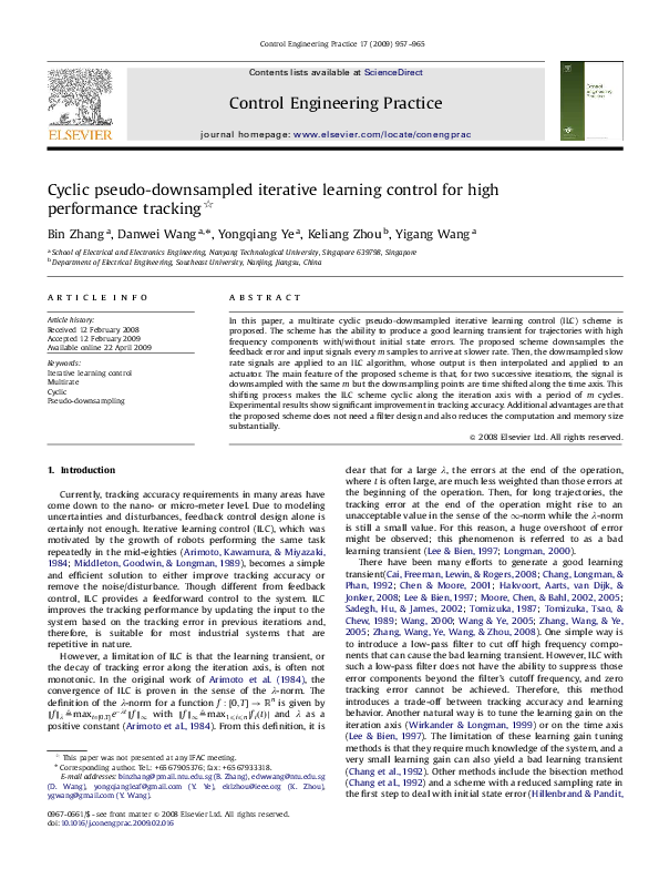 Pdf Cyclic Pseudo Downsampled Iterative Learning Control For High