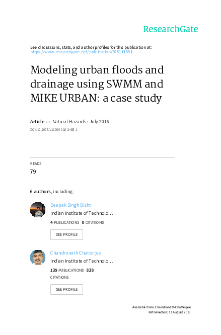(PDF) Modeling urban floods and drainage using SWMM and MIKE URBAN: a case study 4 PUBLICATIONS ...