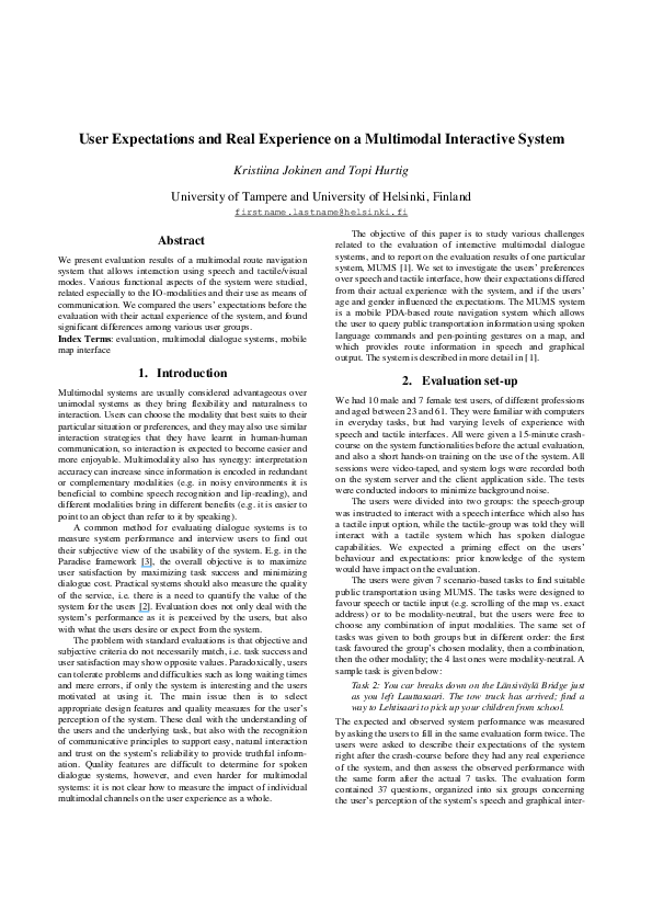 (PDF) User expectations and real experience on a multimodal interactive ...