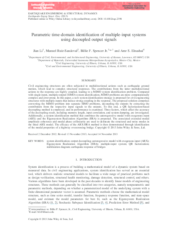 (PDF) Parametric time-domain identification of multiple-input systems ...