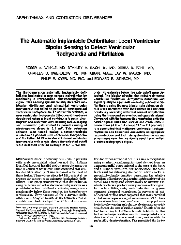 (PDF) The automatic implantable defibrillator: Local ventricular ...
