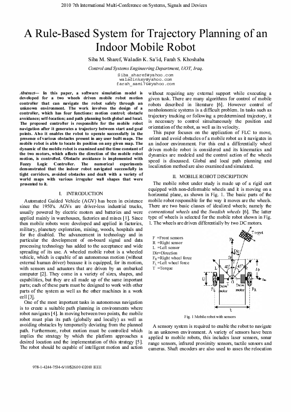 (PDF) A rule-based system for trajectory planning of an indoor mobile robot