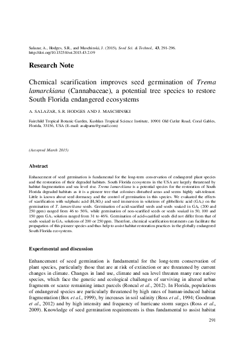 (PDF) Chemical scarification improves seed germination of Trema ...