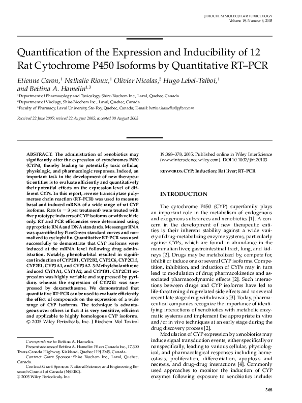 (PDF) Quantification of the expression and inducibility of 12 rat ...