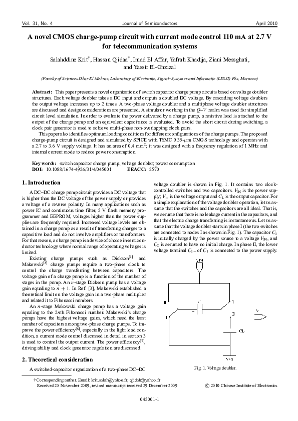 (PDF) SEMICONDUCTOR INTEGRATED CIRCUITS: A novel CMOS charge-pump circuit with current mode ...