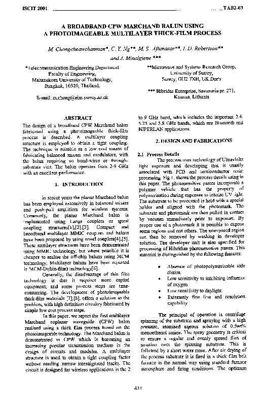 (PDF) Broadband CPW Marchand balun using photoimageable multilayer ...