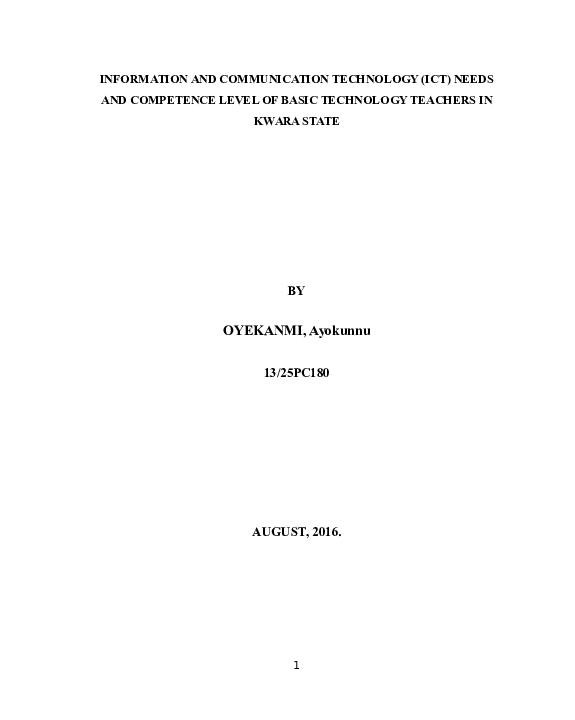 (DOC) INFORMATION AND COMMUNICATION TECHNOLOGY (ICT) NEEDS AND ...