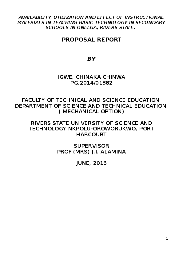 Doc Availability Utilization And Effect Of Instructional Materials In Teaching Basic