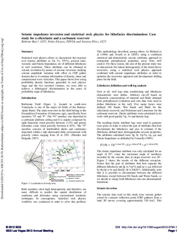 (PDF) Seismic impedance inversion and statistical rock physics for lithofacies discrimination ...