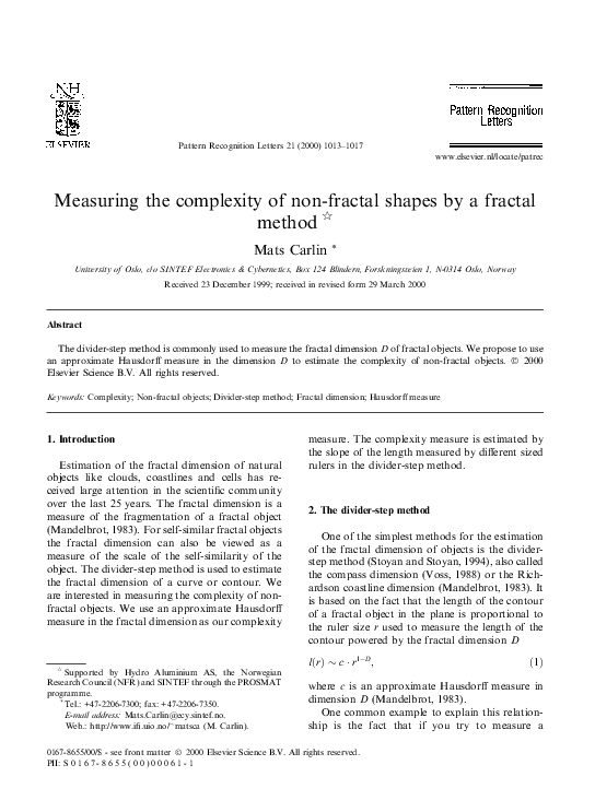 (PDF) Measuring the complexity of non-fractal shapes by a fractal method