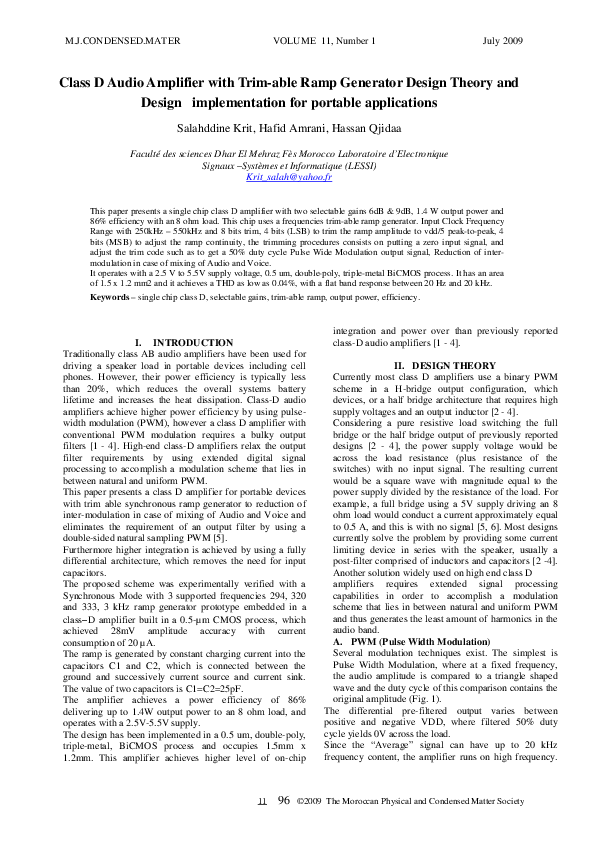 (PDF) A practical modelling for the design of a sigma delta class D ...