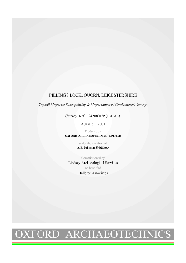 (PDF) Pillings Lock, Quorn, Leicestershire. Geophysical Report. 2001