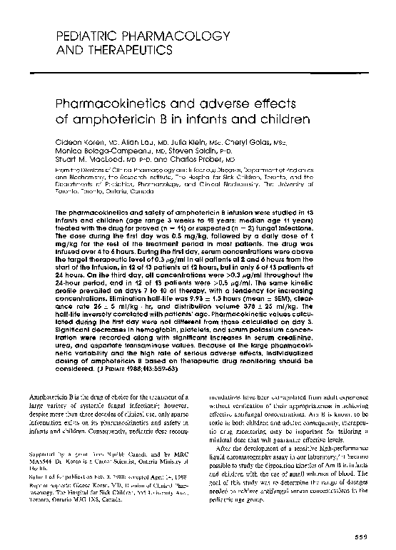 (PDF) Pharmacokinetics and adverse effects of amphotericin B in infants ...