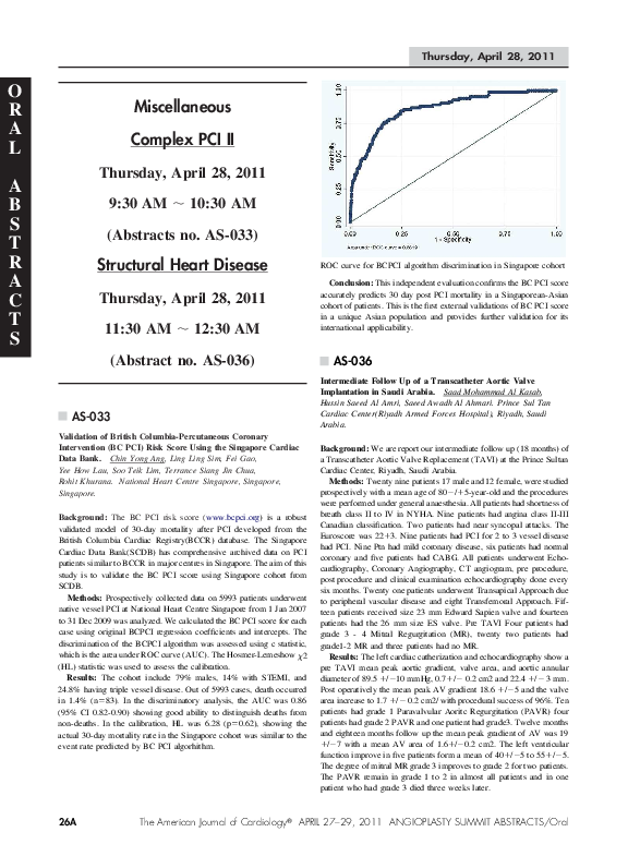 (PDF) AS033 Validation of British Columbia-Percutaneous Coronary ...