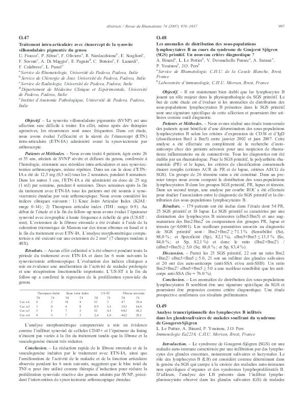 (PDF) Traitement intra-articulaire avec étanercept de la synovite ...