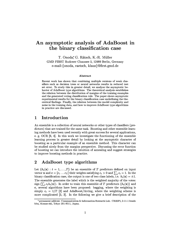 (PDF) An asymptotic analysis of AdaBoost in the binary classification case