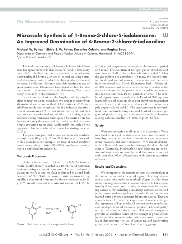 (PDF) Microscale Synthesis of 1-Bromo-3-chloro-5-iodobenzene: An ...