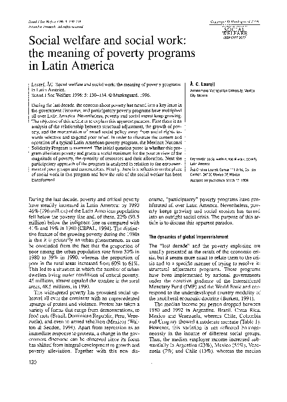 (PDF) Social welfare and social work: the meaning of poverty programs ...