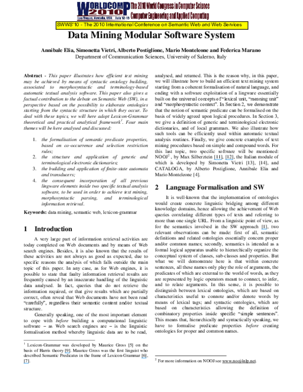 (PDF) Data Mining Modular Software System