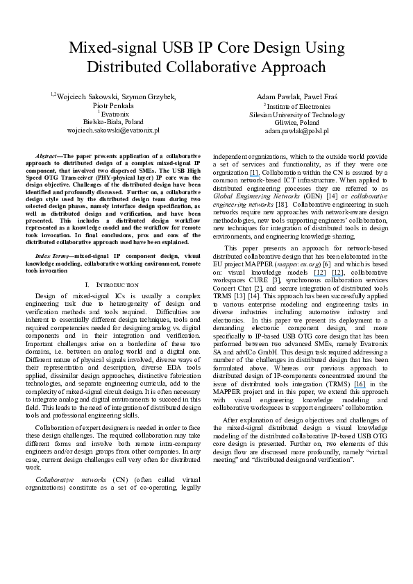 (PDF) Mixed-signal USB IP core design using distributed collaborative ...